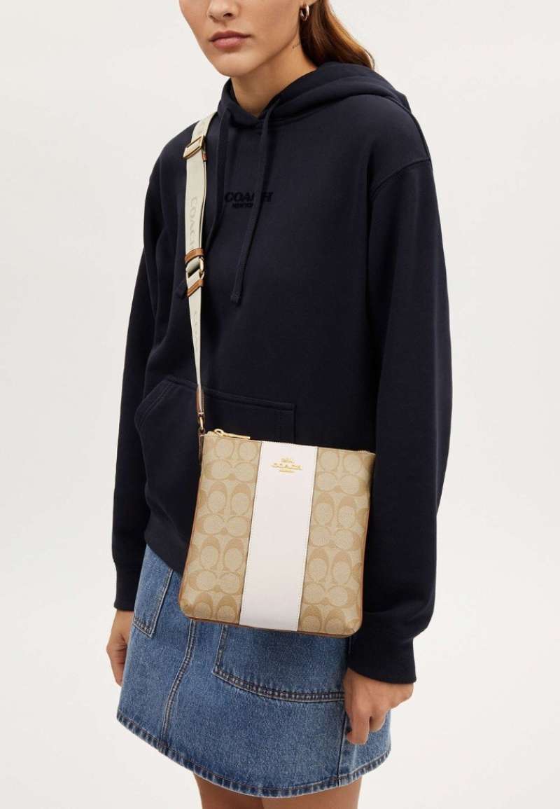 Promo Coach Mini Rowan File Bag In Signature Canvas With Stripe Chalk ...