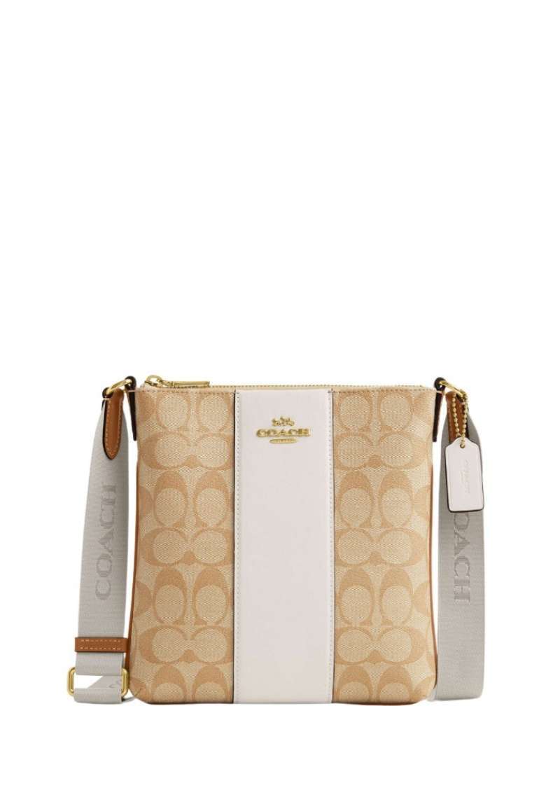 Promo Coach Mini Rowan File Bag In Signature Canvas With Stripe Chalk ...