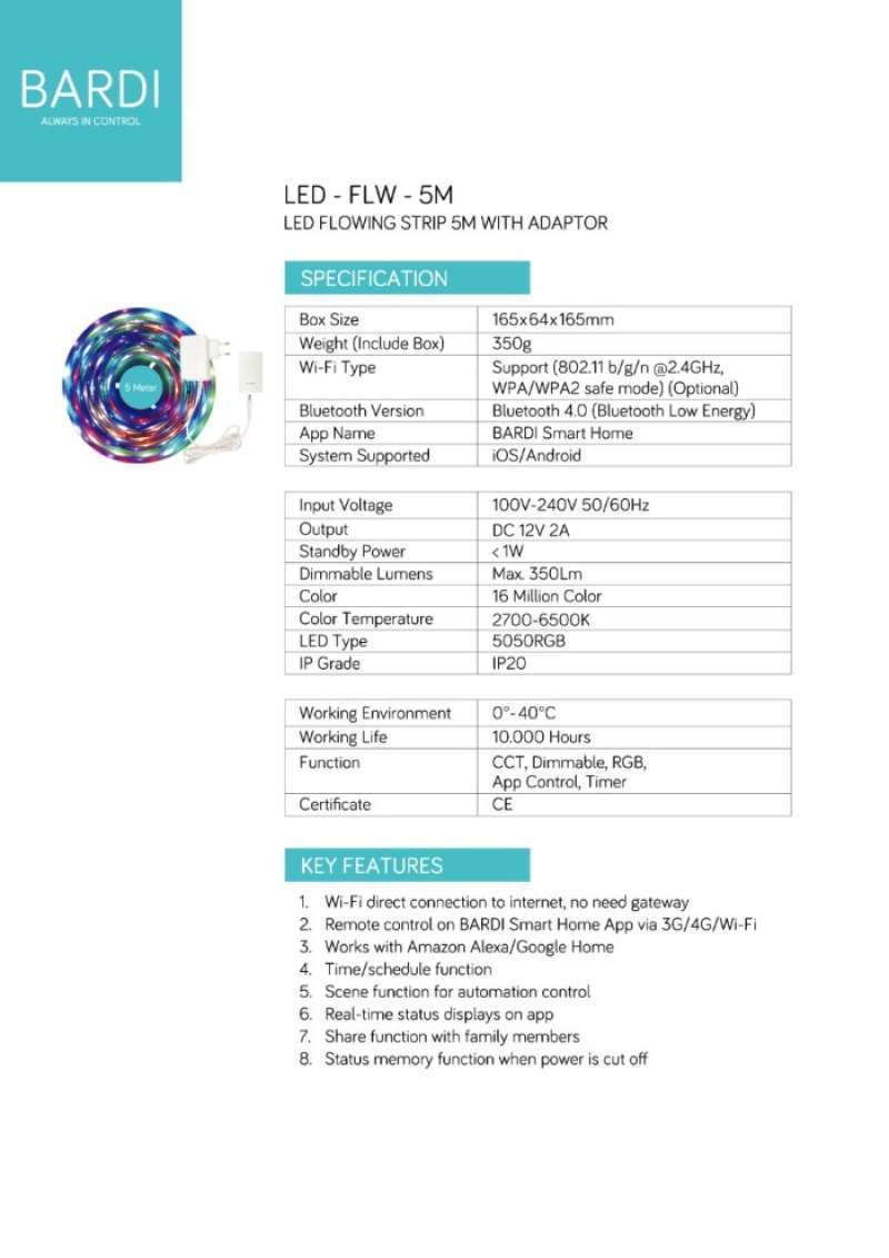 Promo Bardi Led Flowing Strip 5m With Adaptor Diskon 33% Di Seller ...