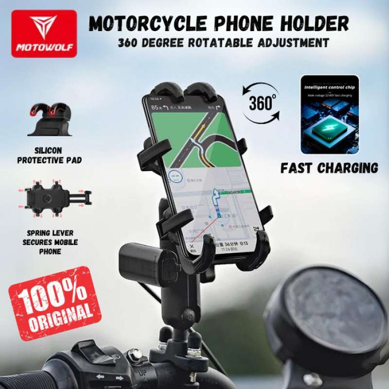 Promo Motowolf Holder Handphone Holder Hp Motor Usb Charge Fast ...