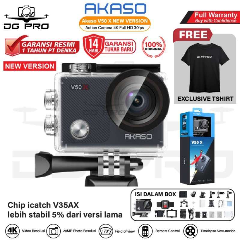 Jual Akaso V50 X 4k New Version 30fps Wifi Action Camera - V50x - Resmi - Bundle 32gb Di Seller ...