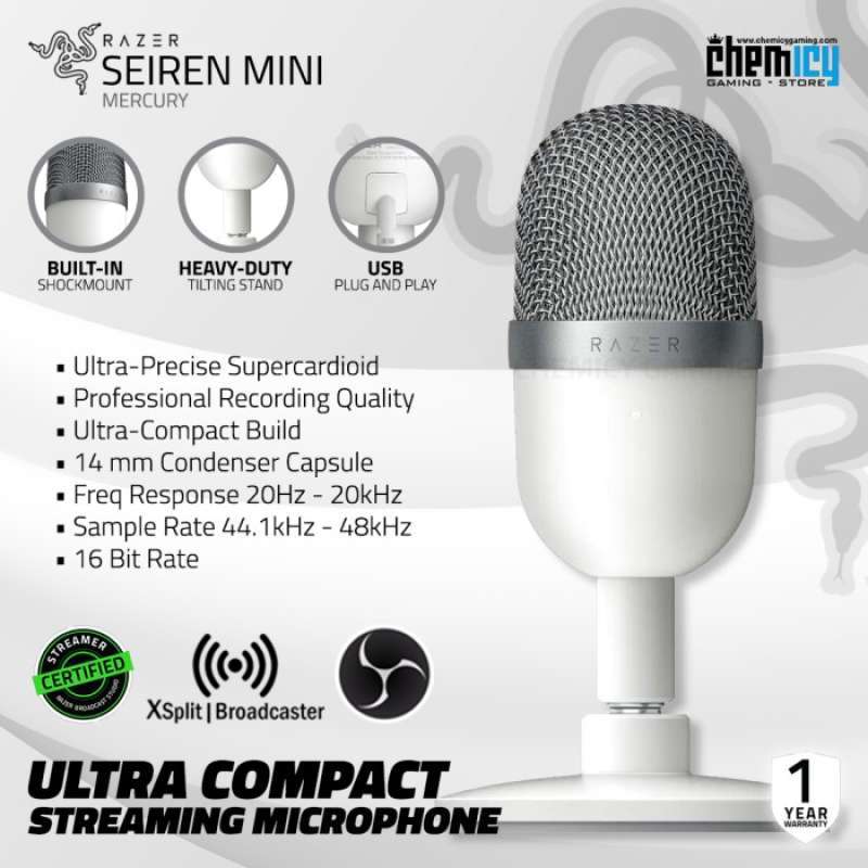 Promo Razer Seiren Mini Mercury White Portable Condenser Gaming Diskon ...