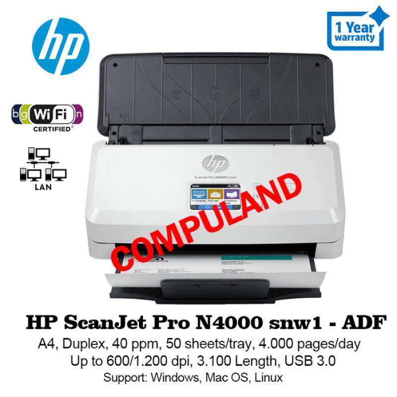 Promo Scanner Scanjet N4000 Snw1 Colour Adf - A4, Duplex, 40ppm Diskon ...