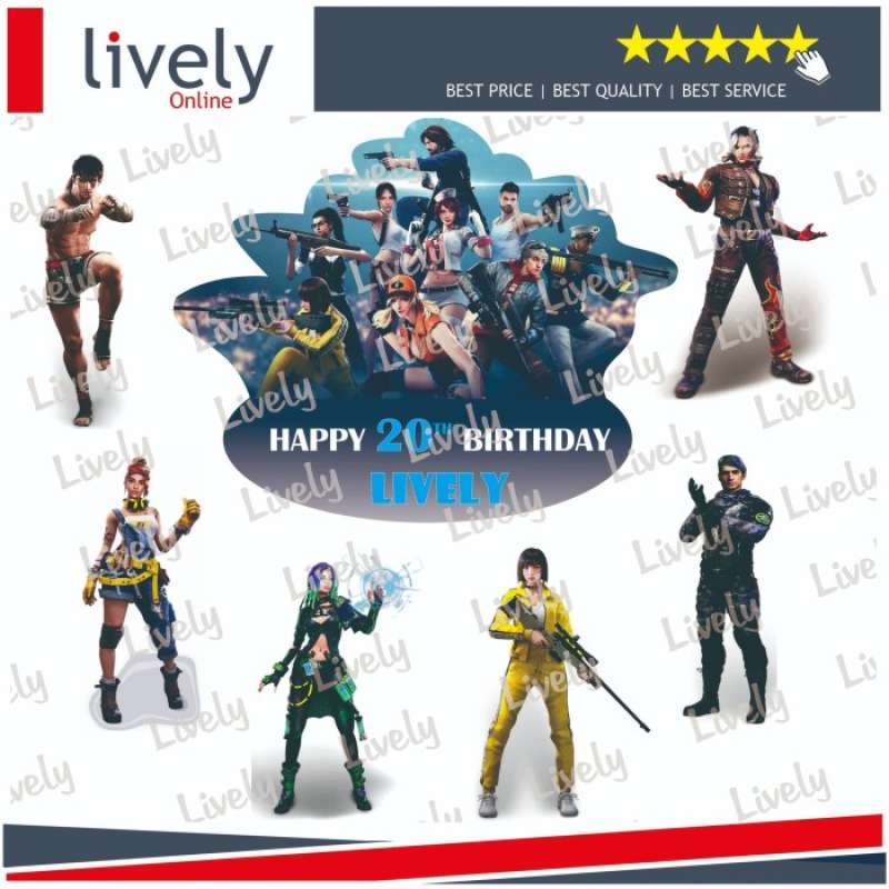 Promo Cake Topper Hiasan Hbd Happy Birthday Nama Free Fire 03 Set ...