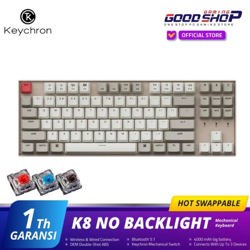 Promo 100% Produk Ori Keychron K8 Tkl 80%!l(missing)ayout Non Backlight Hot-swappable Aluminum ...