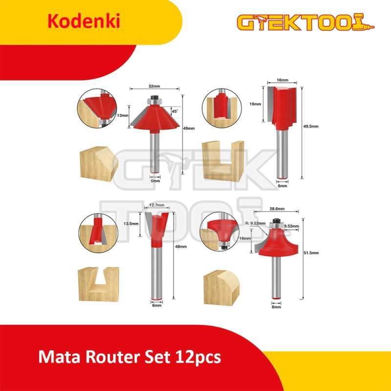 Jual Kodenki Router Bit Set 12pcs Mata Profil Kayu 12 Pcs Shank 1/4 ...