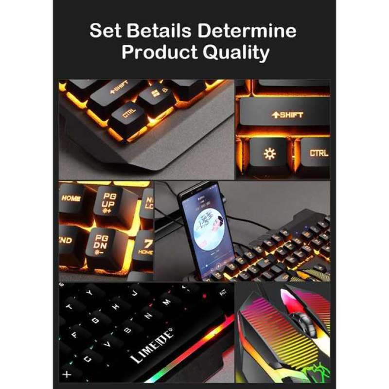 Jual Limeide Combo Keyboard Gaming Rgb With Mouse + Holder Smartphone ...
