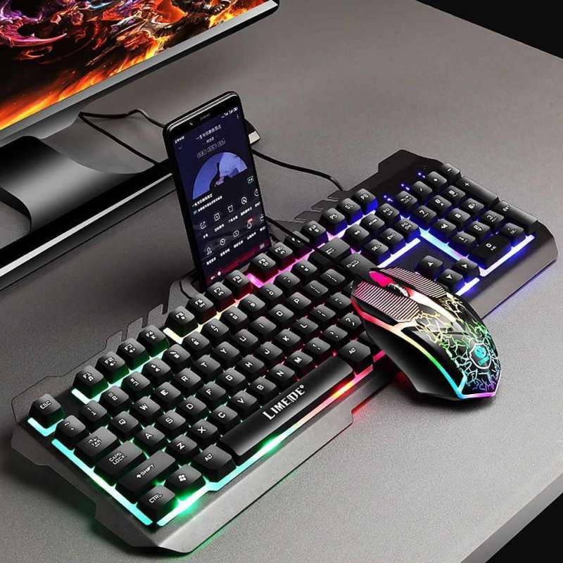 Jual Limeide Combo Keyboard Gaming Rgb With Mouse + Holder Smartphone ...
