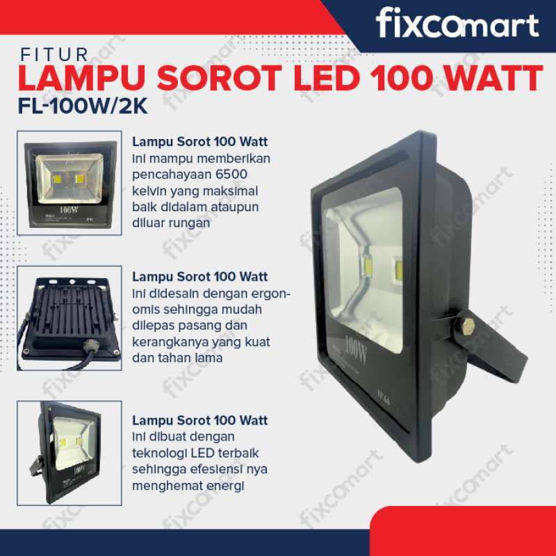 Jual Lampu Sorot Led 100 Watt - Flood Light Signboard Putih 6500k Di ...