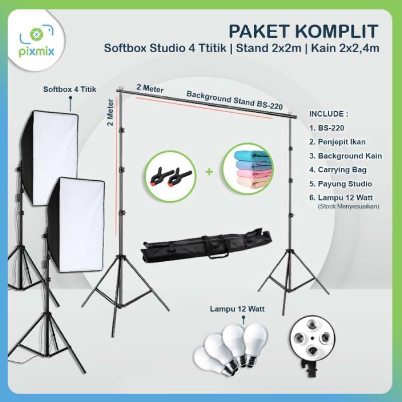Jual Softbox Studio Foto Paket Komplit 4 Titik | Stand 2 X 2m | Kain 2x2.4m - 05 Beige Di Seller ...