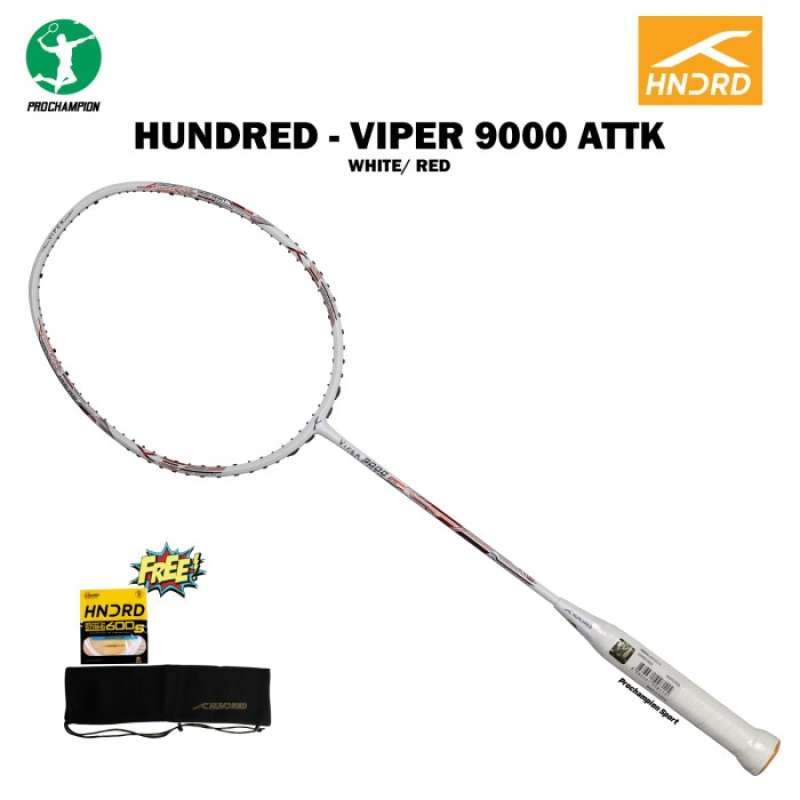 Jual Raket Badminton Original Hundred Viper 9000 Attack Atk White Red ...