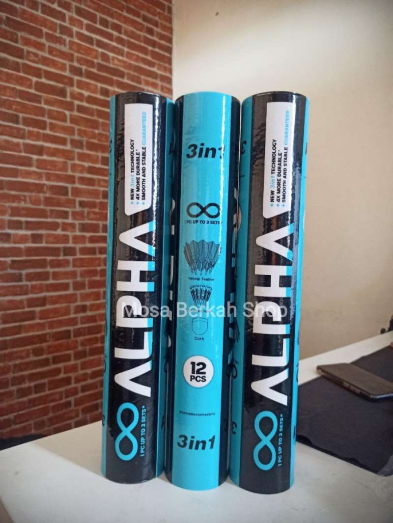 Jual Shuttlecock Alpha 3 In 1 Kok Alpha Eco Awet Stabil Alpha Black ...