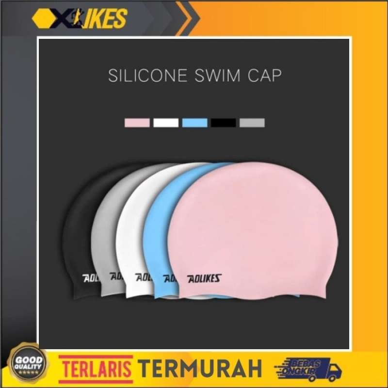 Jual Aolikes Topi Renang Silicone - Swim Cap - Penutup Kepala Renang ...