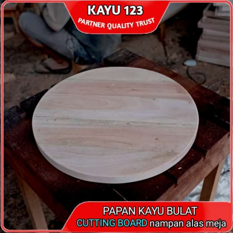 Jual Papan Kayu Bulat 35 Cm Round Wood Board Daun Meja Nampan Talenan ...