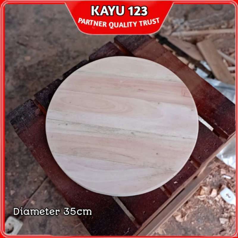 Jual Papan Kayu Bulat 35 Cm Round Wood Board Daun Meja Nampan Talenan ...