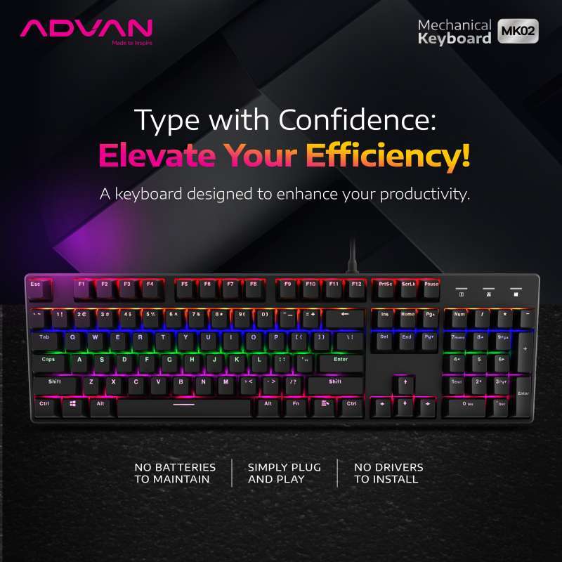 Promo Mechanical Keyboard Advan Mk02 Gaming Keyboard Tkl Rgb Backlit ...
