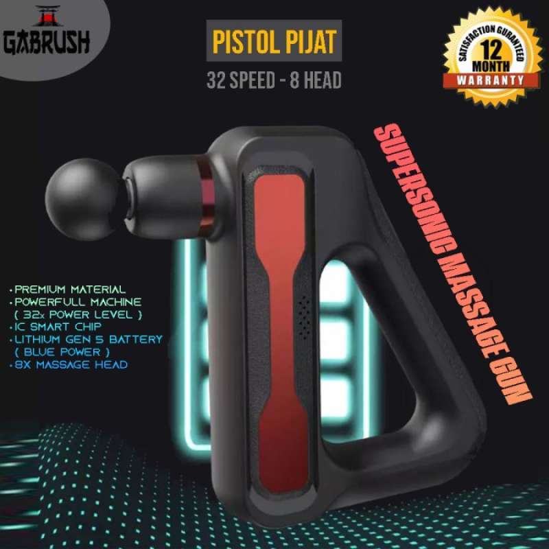 Promo Massage Gun Supersonic Triangle Red Habe Alat Pijat 8 Head ...