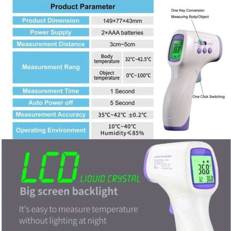 Promo Termometer Tembak Infrared Ft80 Non Contact Digital Thermal Gun ...