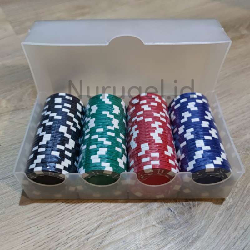 Promo Poker Chip Coin Koin Set 100 Pcs Plastic + Box Texas Holdem ...