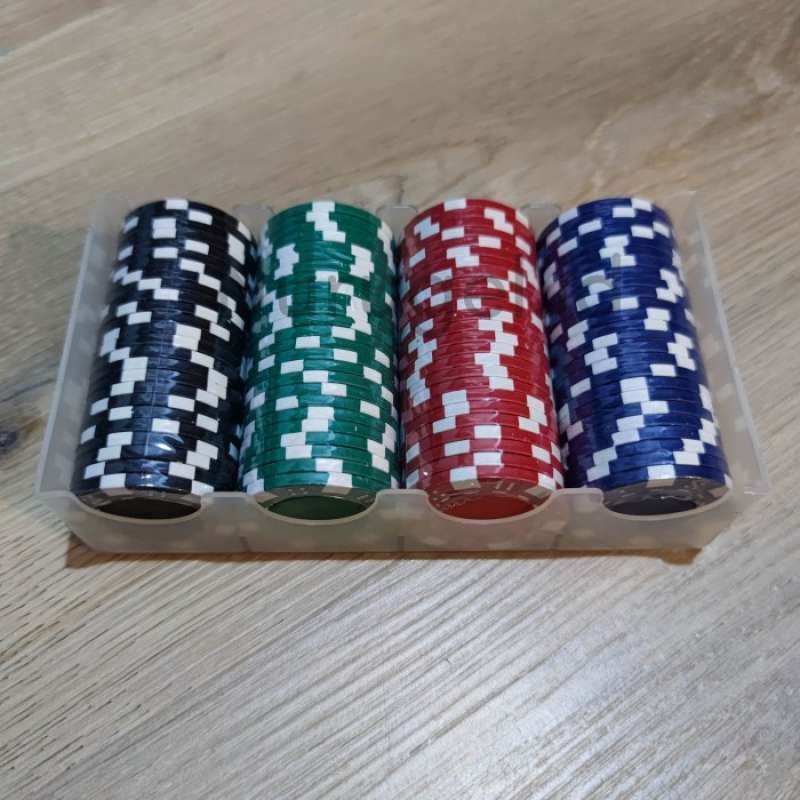Promo Poker Chip Coin Koin Set 100 Pcs Plastic + Box Texas Holdem ...