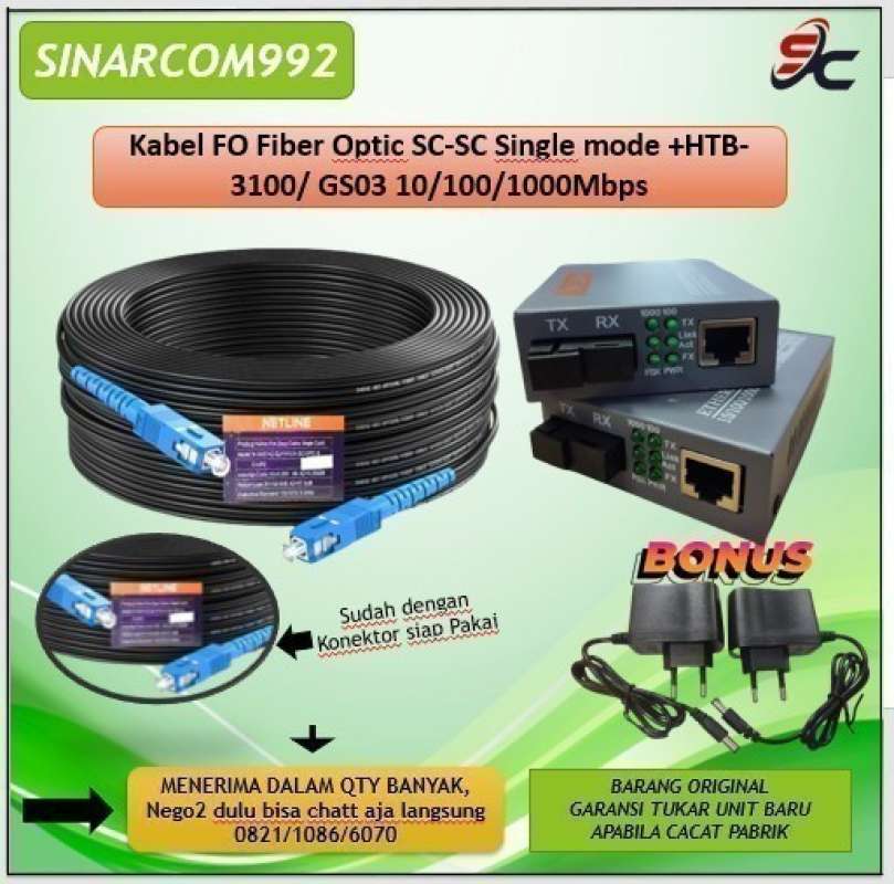 Promo Kabel Fo Fiber Optic Sc-sc Single Mode 500m+htb-3100/gs03 1000mbps Diskon 23% Di Seller ...