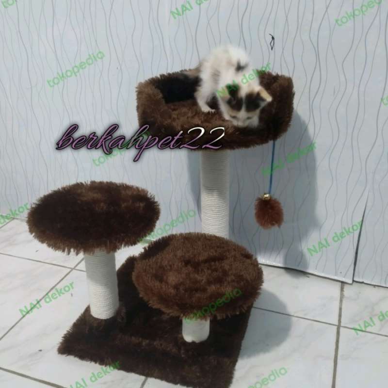 Jual Cakaran Kucing Kitten 3 Tiang Sofa - Cream Di Seller Aghanim ...