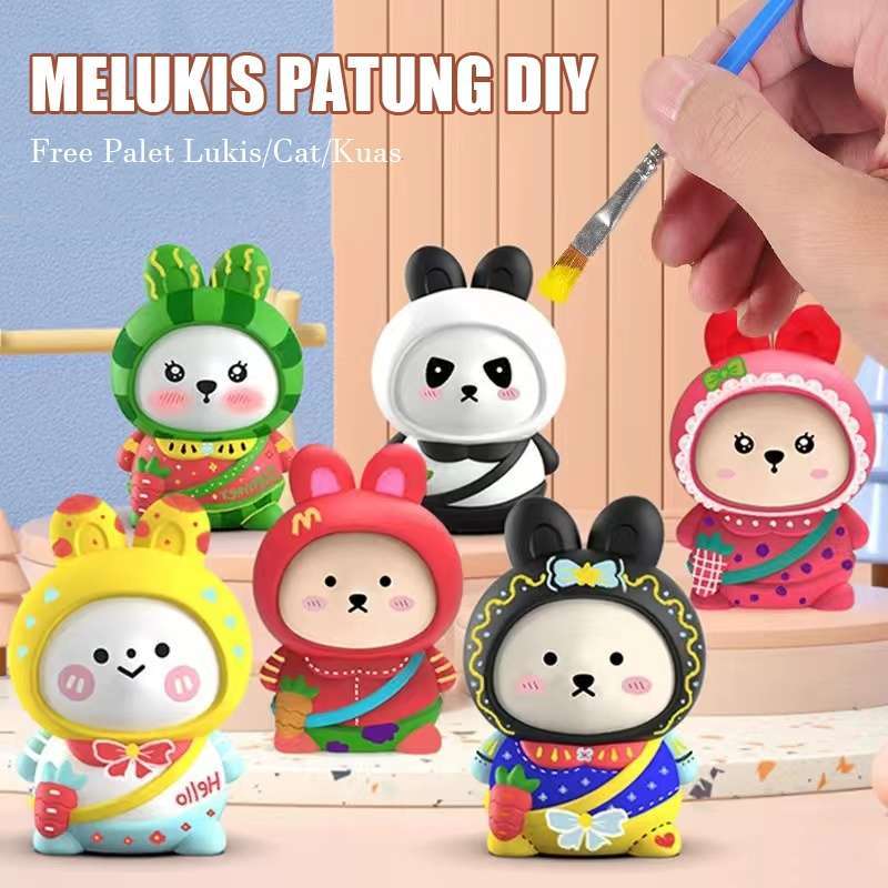 Jual Diy Patung Lukis Motif Kartun Lucu Patung Gypsum Painting Kit Isi ...