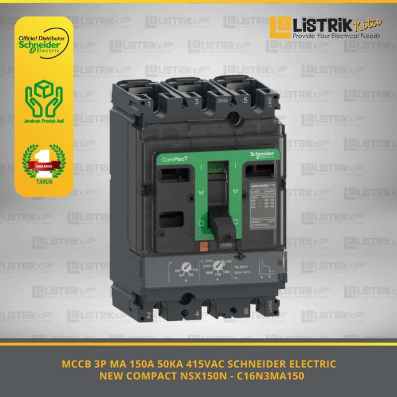 Jual Mccb Schneider Nsx 3p Ma 150a 50ka 415vac - C16n3ma150 Di Seller ...