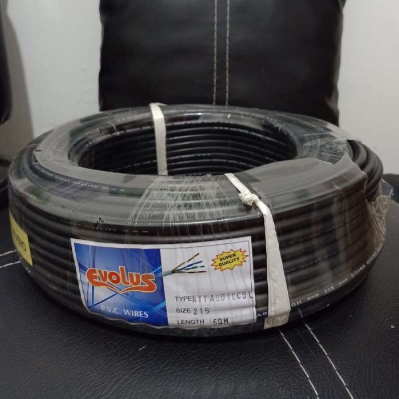 Jual Kabel Listrik Serabut Tebal 2x1.5 Mm 50m Evolus Hitam Putih Nyyhyo ...