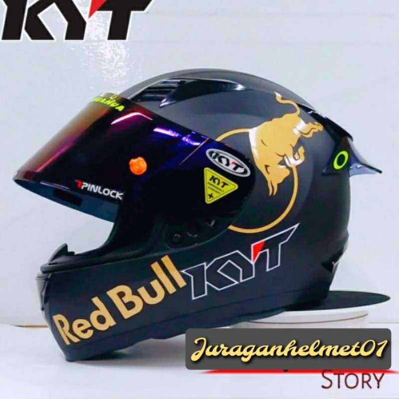 Jual Helm Full Face Kyt R10 Solid Black Doff|matt Paket Ganteng Redbull - Standart Dof L Di ...