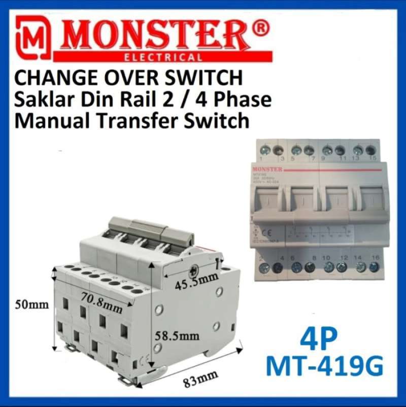 Jual Change Over Switch Ohm Saklar Din Rail Model Mcb 1 2 3 4 Phase Cos ...