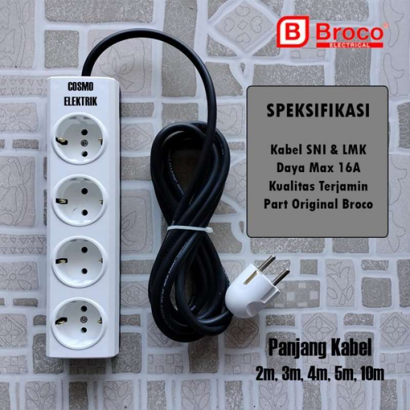 Jual Broco Terminal Stop Kontak + Kabel 4 Lubang Sni 2m, 3m, 4m, 5m Dan 10m - 12 Meter Di Seller ...