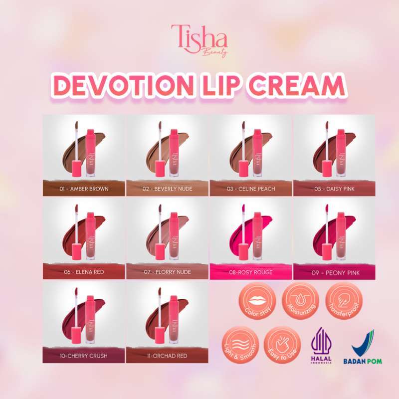 Promo Tisha Devotion Lip Cream 06 Elena Red, 4ml Diskon 29% Di Seller ...