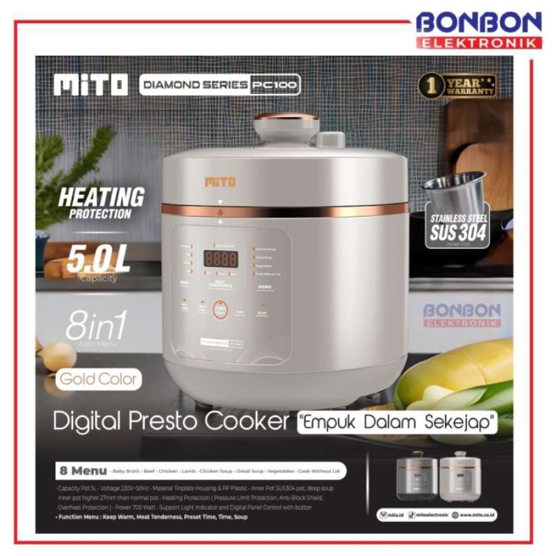 Jual Mito Digital Presto Cooker Diamond Series Pc 100 / Pc-100 / Pc100 ...