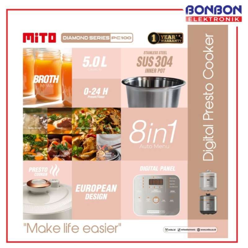 Jual Mito Digital Presto Cooker Diamond Series Pc 100 / Pc-100 / Pc100 ...