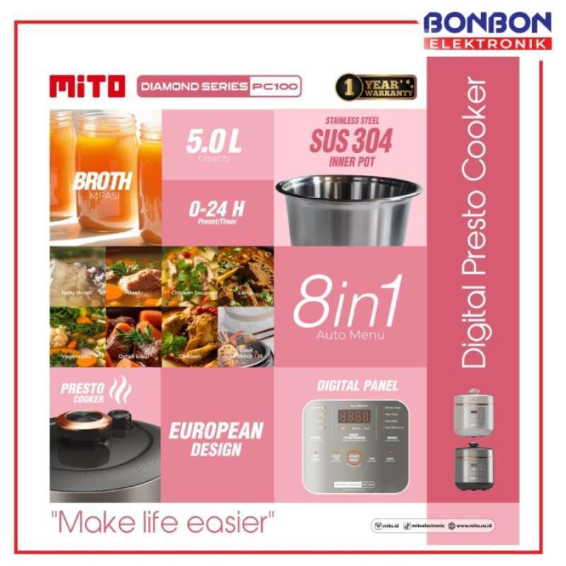 Jual Mito Digital Presto Cooker Diamond Series Pc 100 / Pc-100 / Pc100 ...