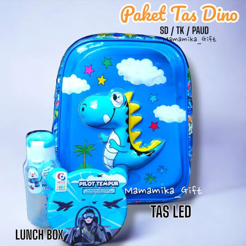 Promo Paket Tas Ransel Sekolah Anak Tk Dino / Tas Led Dinosaurus - Tas ...