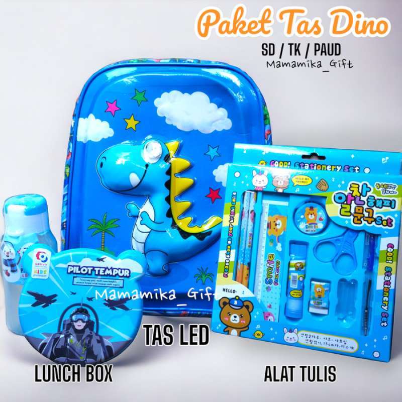 Promo Paket Tas Ransel Sekolah Anak Tk Dino / Tas Led Dinosaurus - Tas ...