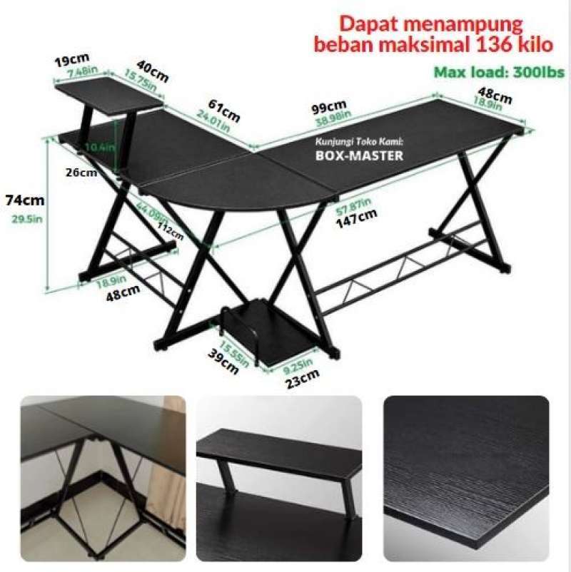 Promo Meja L Gaming Meja Kerja Bentuk L Meja Sudut Corner Table L Shape ...