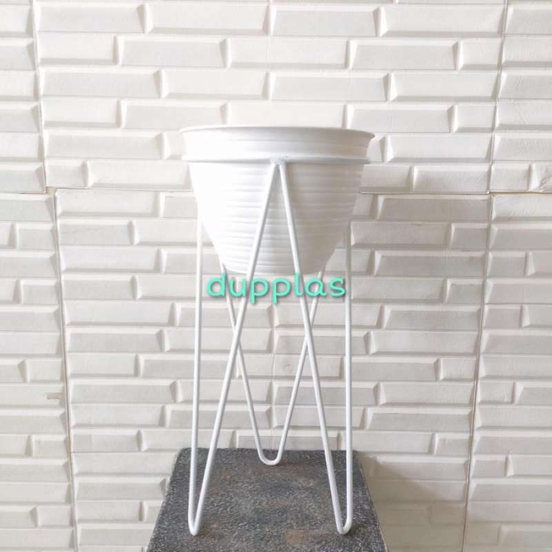 Promo Standing Pot Besi Kaki Tiga T 50cm + Pot Tawon 24cm Rak Vas ...