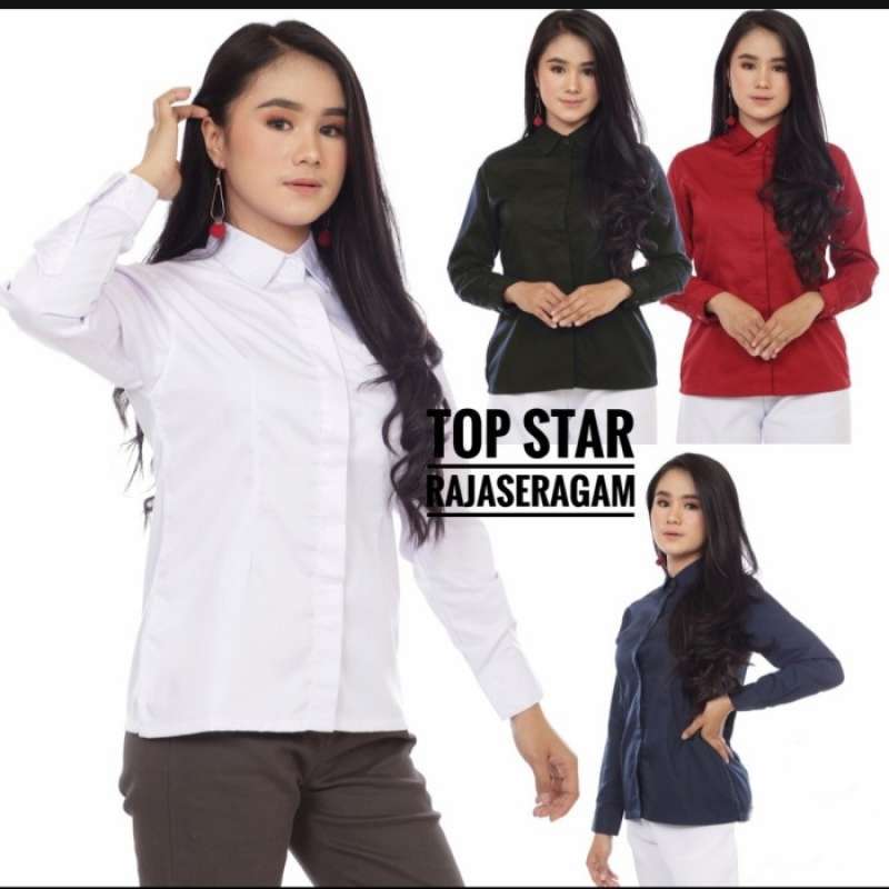 Jual Baju Seragam Kemeja Pdh Wanita Saku 1 Drill Panjang Net Tv Blus ...