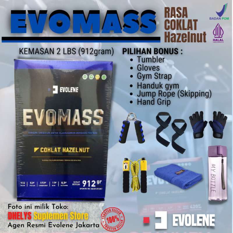 Promo Evolene Evomass Evo Mass Coklat Hazelnut Susu Protein 2 Lbs ...