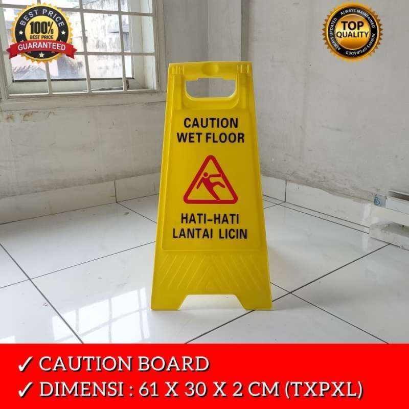 Jual Sign Caution Wet Floor Yellow Board Papan Awas Lantai Licin Basah ...