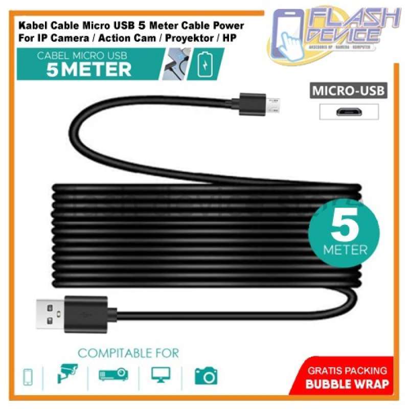 Jual Kabel Cable Micro Usb 5 Meter Cable Power For Cctv / Action Cam / Hp Di Seller Circlet ...