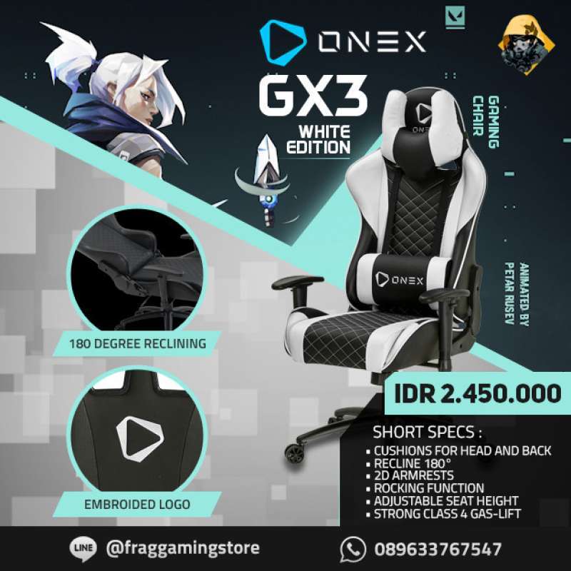 Promo Gx3 / Gx 3 / Gx-3 White Putih Gaming Chair Kursi Gaming Diskon 23% Di Seller Lepimu Store ...