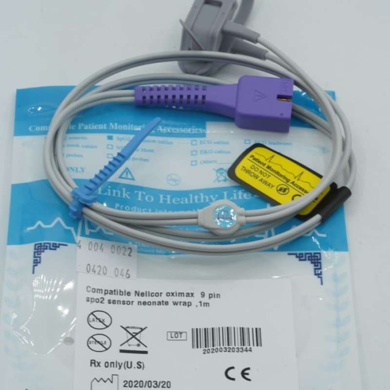 Promo Kabel Spo2 Cable Nellcor 9 Pin Oximax Neonate Wrap Sensor Bayi 1m ...