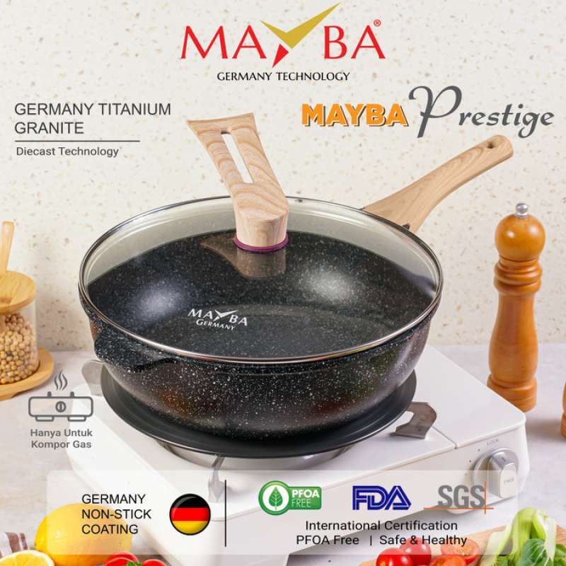 Promo Mayba Wok Germany Prestige 30 Cm Panci Penggorengan Black Granite ...