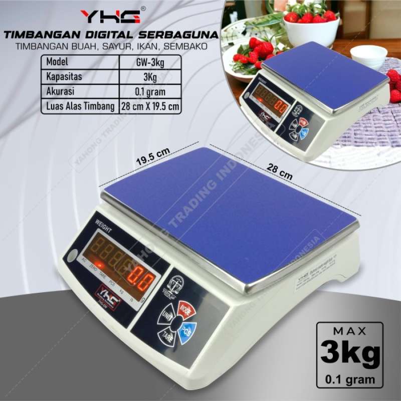 Promo Timbangan Meja Digital / Timbangan Barang Dapur Kue Yhg Gw-3k 3kg 0.1g Diskon 23% Di ...