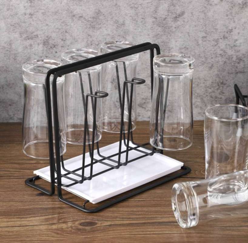 Promo Rak Gelas Gantung Holder Besi Dan Kayu 6 Cup Minimalis Diskon 23% ...