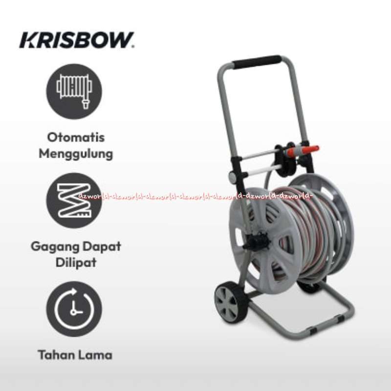 Jual Krisbow 45m Hose Reel Water Selang Air Gulung Telescopic 1/2inch Abu Grey 45meter Kris Di ...